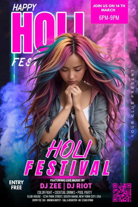 Happy Holi Festival poster Design Template | PosterMyWall