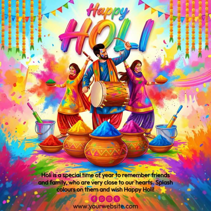 Happy Holi Instagram Post Template | PosterMyWall