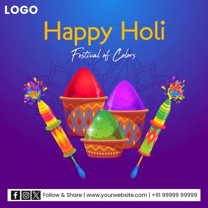 Happy Holi Instagram Post Video Template | PosterMyWall