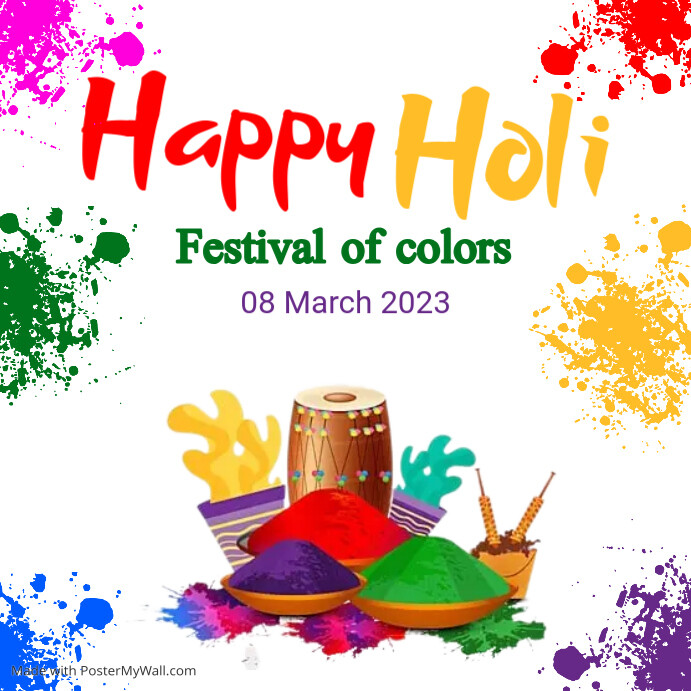 Happy Holi Instagram Post. Template | PosterMyWall