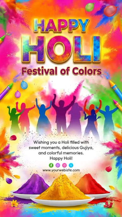 Happy Holi Instagram Story Template | PosterMyWall