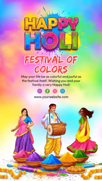 Happy Holi Instagram Story Template | PosterMyWall