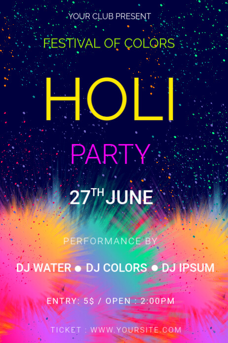 happy holi party Template | PosterMyWall