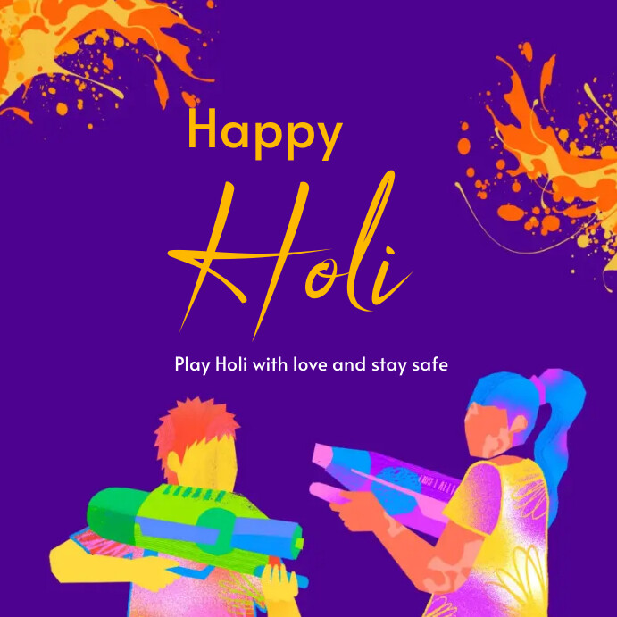 Happy Holi Template Instagram Post | PosterMyWall