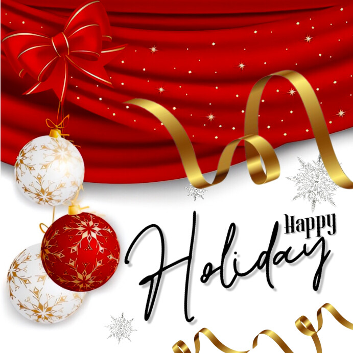 Happy Holiday Greetings red Square Template | PosterMyWall