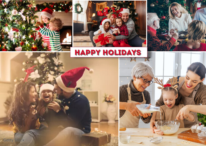 Happy Holidays Christmas Photo Collage Card Template | PosterMyWall
