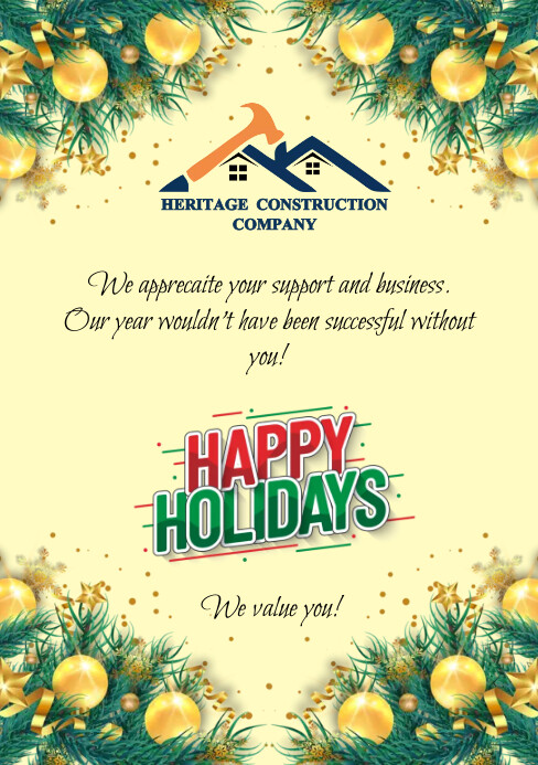 HAPPY HOLIDAYS COMPANY END YEAR GREETINGS Template | PosterMyWall