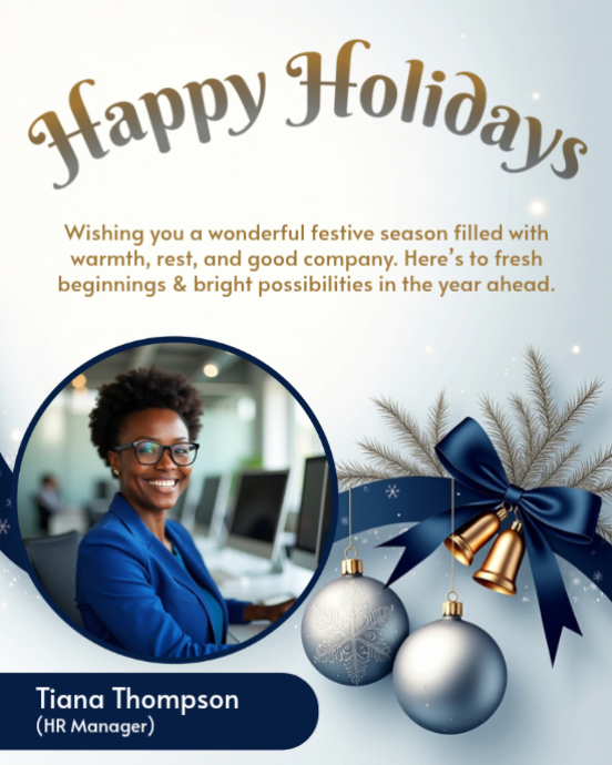 Happy Holidays Corporate Greeting With Employee Photo Professional ...