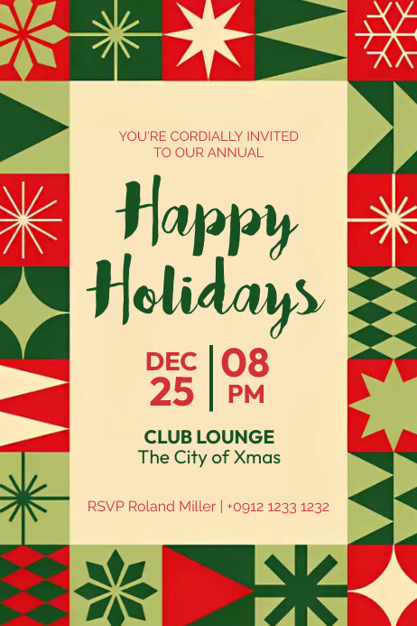 Happy Holidays Invitation Template | PosterMyWall
