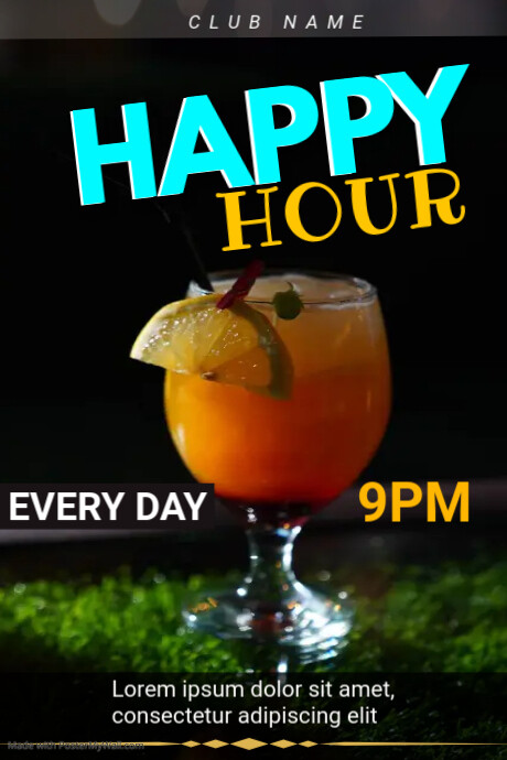 happy hour, bar Template | PosterMyWall