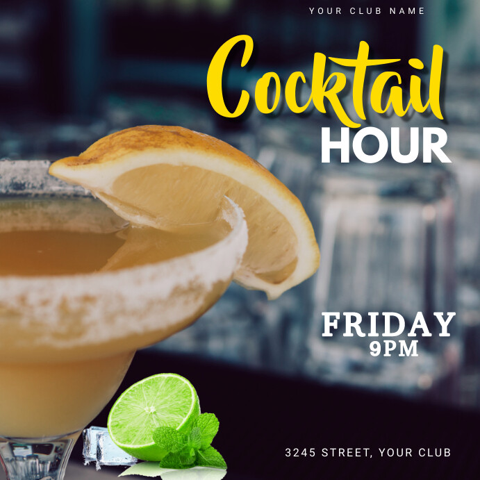 Happy Hour, Cocktails, bar flyers Template | PosterMyWall