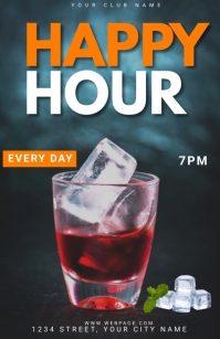 Happy Hour, Bar Flyer, Cocktail Party Template | PosterMyWall