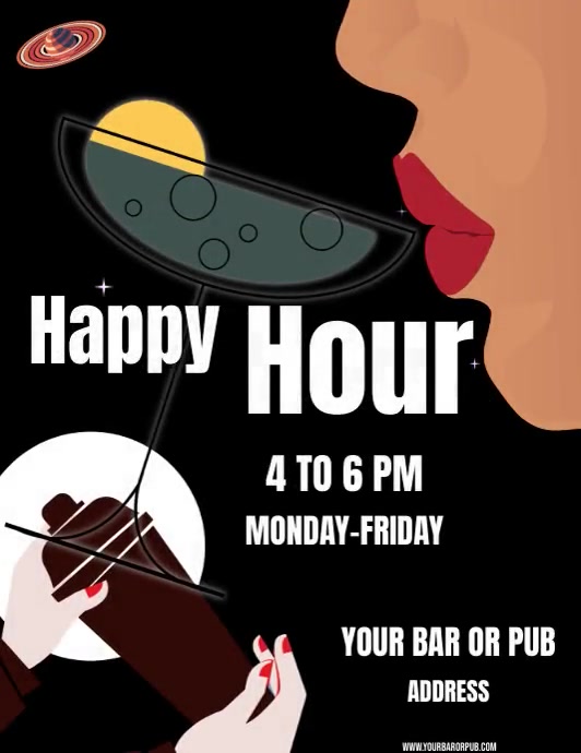 HAPPY HOUR (With chill music) Template | PosterMyWall