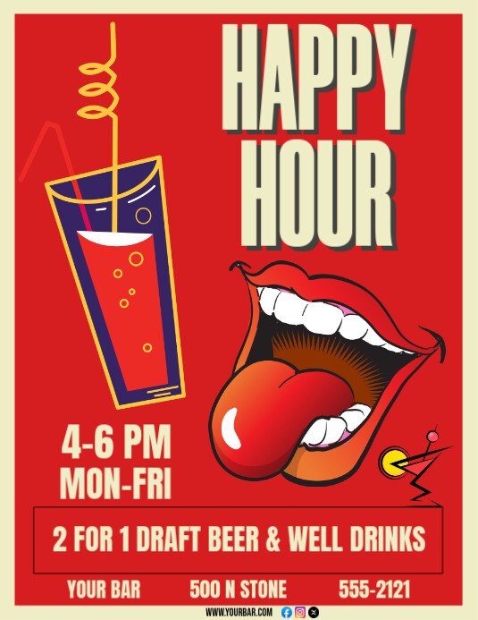 HAPPY HOUR AD FLYER Template | PosterMyWall