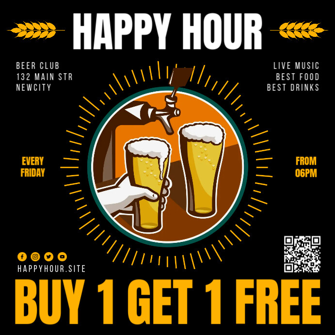 Plantilla de Happy Hour Banner | PosterMyWall