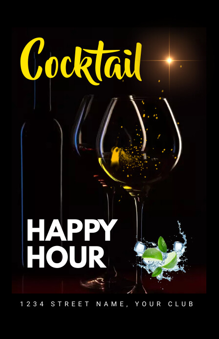 happy hour bar club ad flyer template | PosterMyWall