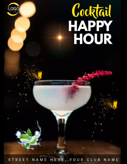 happy hour bar club ad flyer template | PosterMyWall