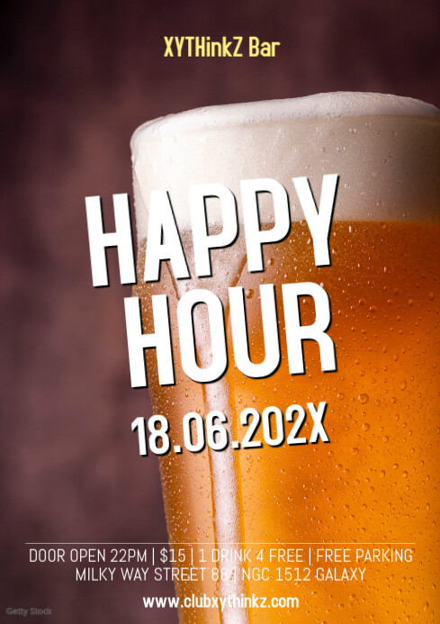 Happy Hour Bar Club Party Event Drinks Cockta Template | PosterMyWall
