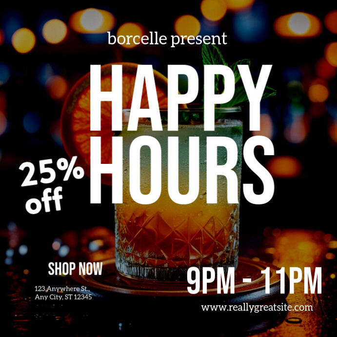 happy hour bar Template | PosterMyWall