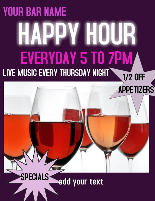 HAPPY HOUR BAR EVENT Template | PosterMyWall