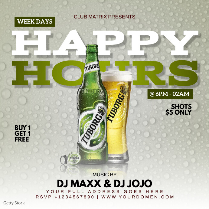 Happy Hour bar flyer Templat | PosterMyWall