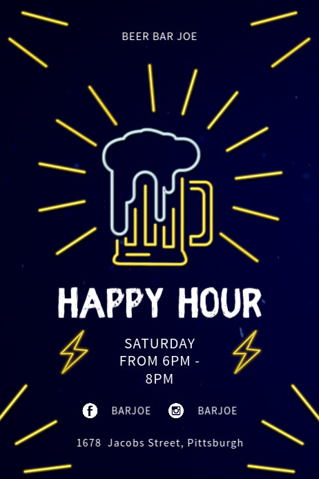 Happy Hour Bar Poster Template | PosterMyWall