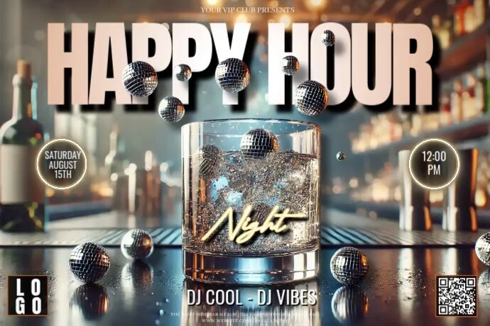 Happy Hour Bar Poster Template | PosterMyWall