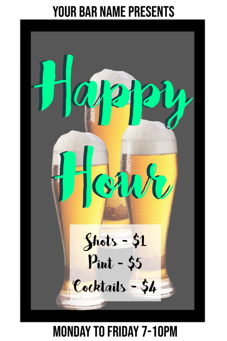 Happy Hour Bar Template | PosterMyWall