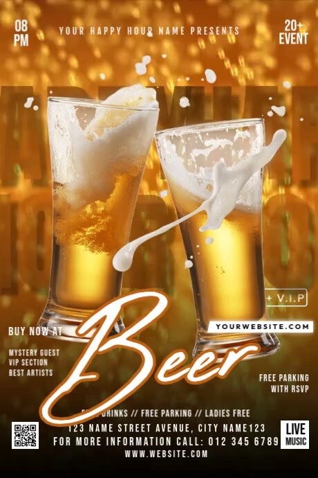 Plantilla de Happy Hour Beer | PosterMyWall