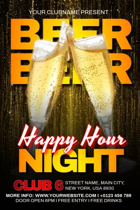 Happy Hour Beer Template | PosterMyWall