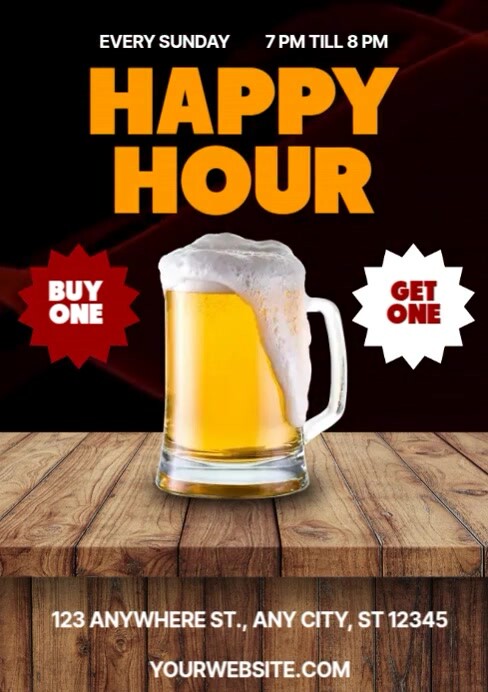 Happy Hour Beer Templat | PosterMyWall