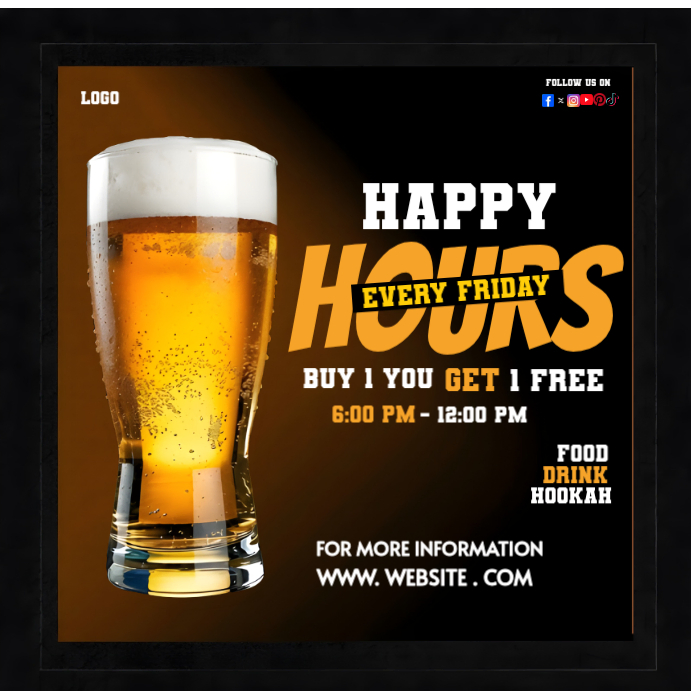 Happy Hour Beer Flyer – Bar Drink Specials Restaurant Promotion ...