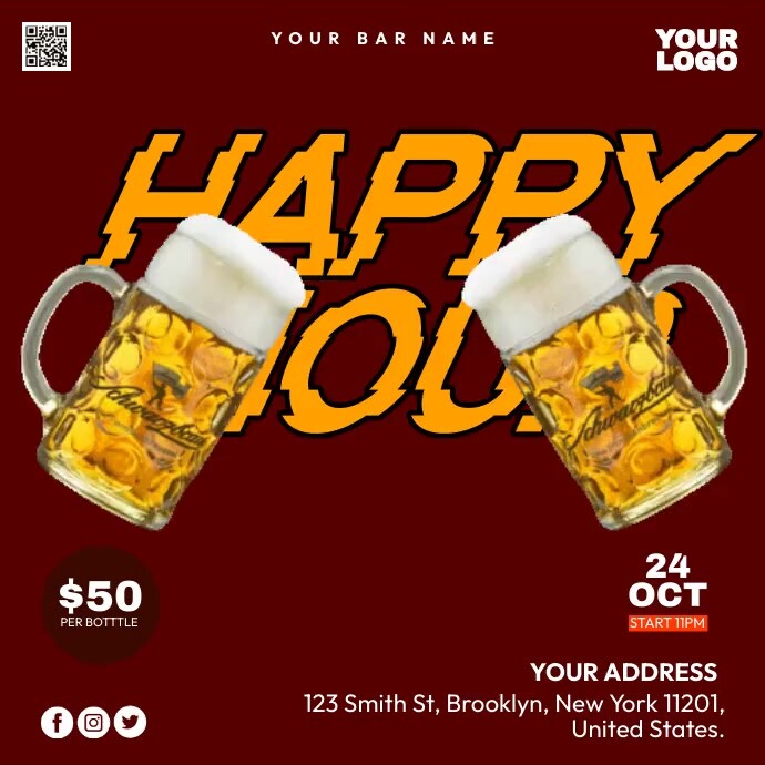 Happy Hour Beer Flyer Ads Template | PosterMyWall