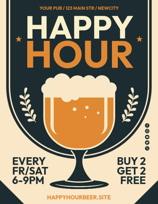 Happy Hour / Beer Flyer Template | PosterMyWall
