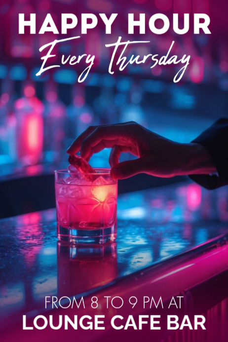 Happy Hour Club Bar Flyer Template | PosterMyWall