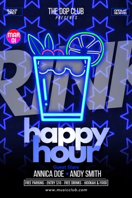 Happy Hour Club Template | PosterMyWall