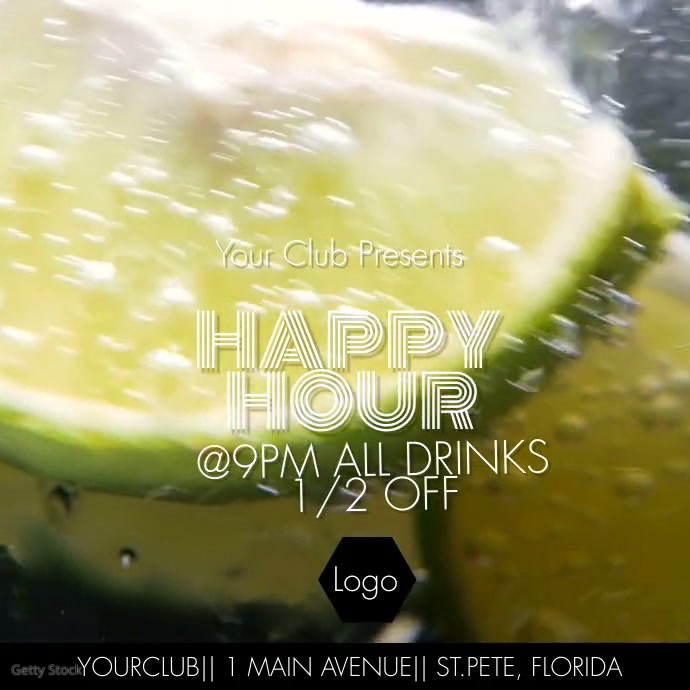Happy Hour Club Social Media Slideshow Template | PosterMyWall