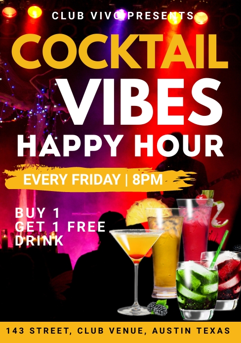 Happy Hour Cocktail Template | PosterMyWall