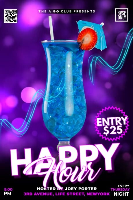 Plantilla de Happy Hour Cocktail | PosterMyWall