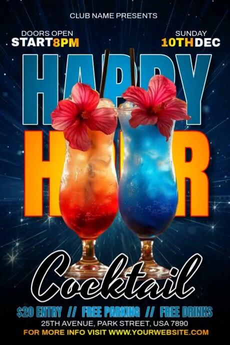Happy Hour Cocktail Template | PosterMyWall