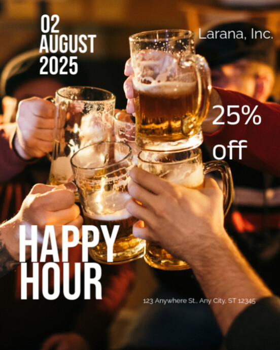 happy hour cocktail party bar event Template | PosterMyWall