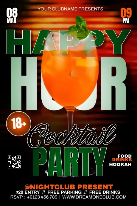 Plantilla de Happy Hour Cocktail Party | PosterMyWall
