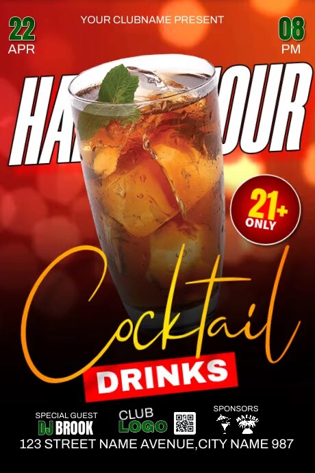 Plantilla de Happy Hour Cocktail Party | PosterMyWall
