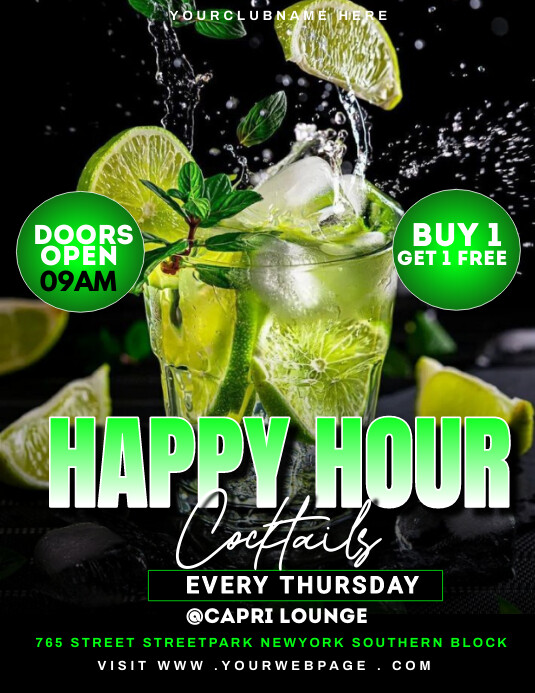 Plantilla de happy hour cocktails , cocktail drinks | PosterMyWall