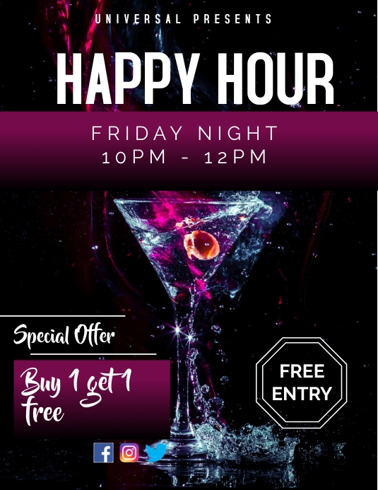 Plantilla de happy hour | PosterMyWall