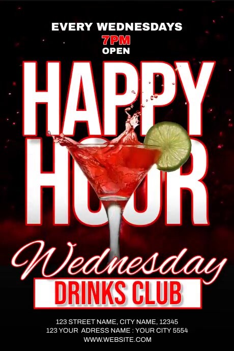 Happy Hour Drinks Template | PosterMyWall