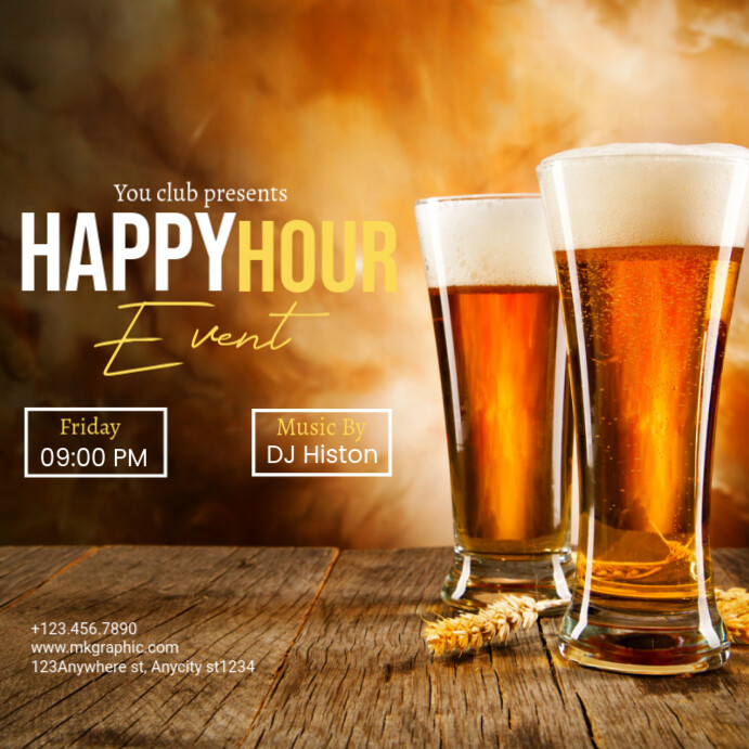 Happy hour Event Template | PosterMyWall