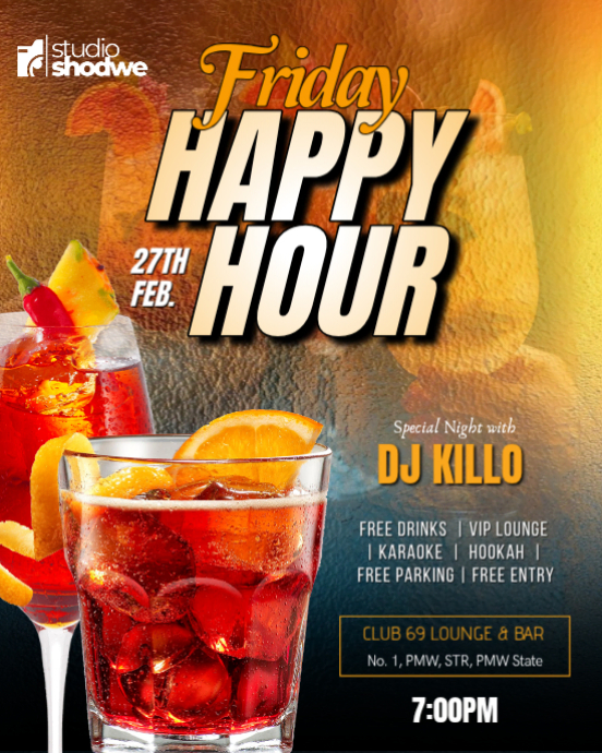 Plantilla de Happy Hour Event Instagram Portrait | PosterMyWall