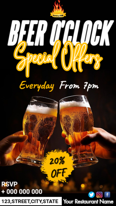 Happy hour flyers Template | PosterMyWall