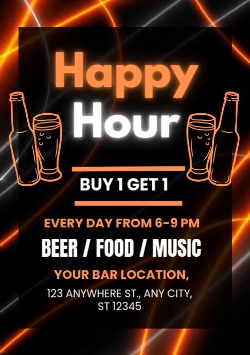 Happy Hour Flyers Template | PosterMyWall